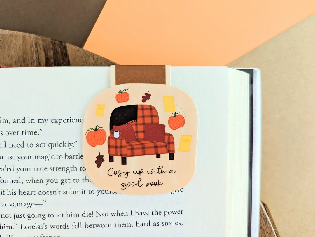Cozy up With a Good Book Magnetic Bookmark - Fall Bookmark - Autumn ...