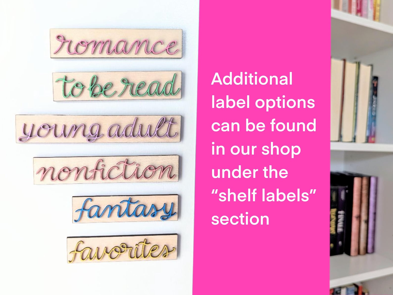 Bookshelf Labels - Shelf Decorations - Repositionable Book Cart Sign ...
