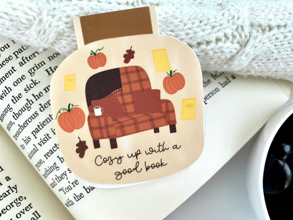 Cozy up With a Good Book Magnetic Bookmark Fall Bookmark - Etsy
