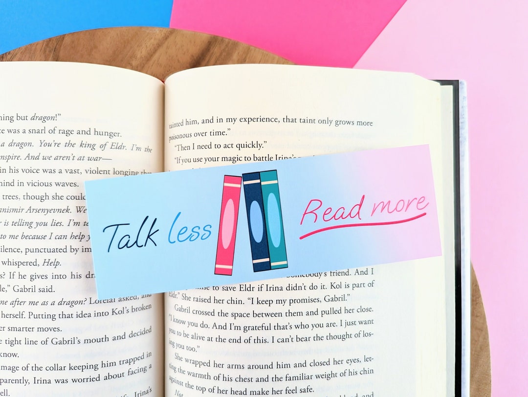 Talk Less Read More Bookmark- Bookmark for Introverts- Book Lover Gift ...