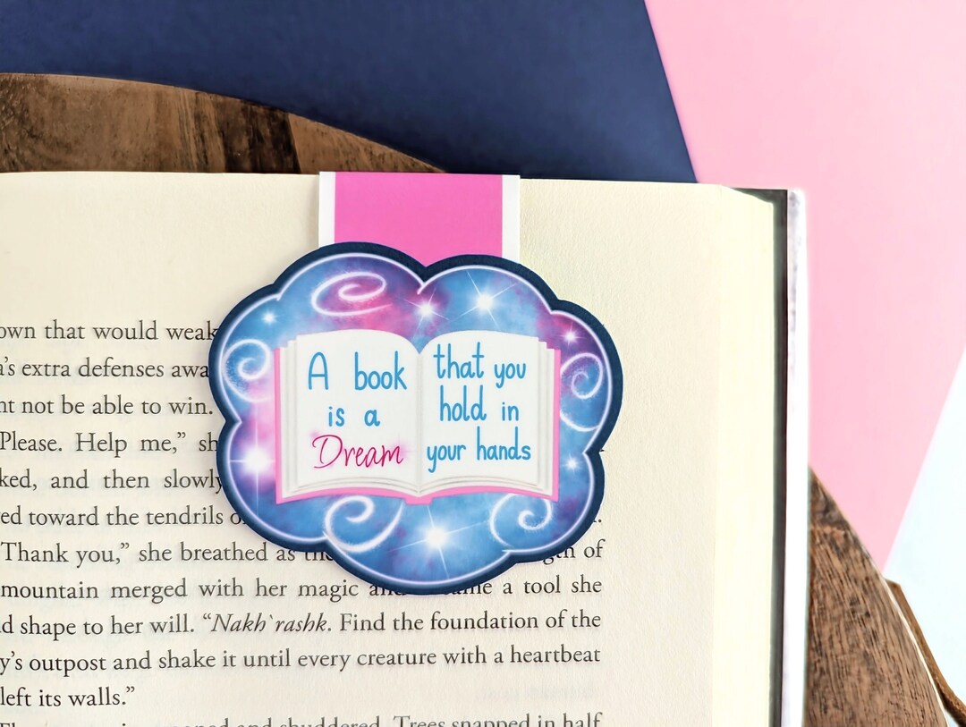 A Book is a Dream Magnetic Bookmark - Fantasy Bookmark - Colorful ...
