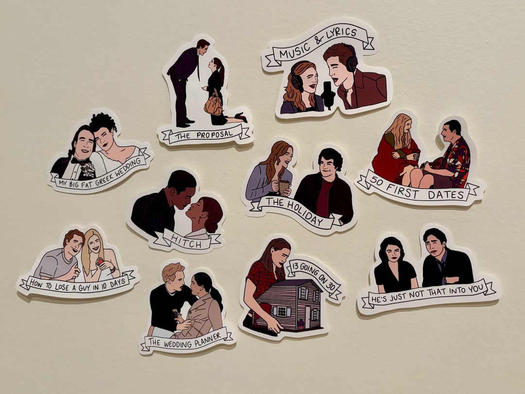 2000s Rom Com 10 Sticker Pack Waterproof Stickers - Etsy