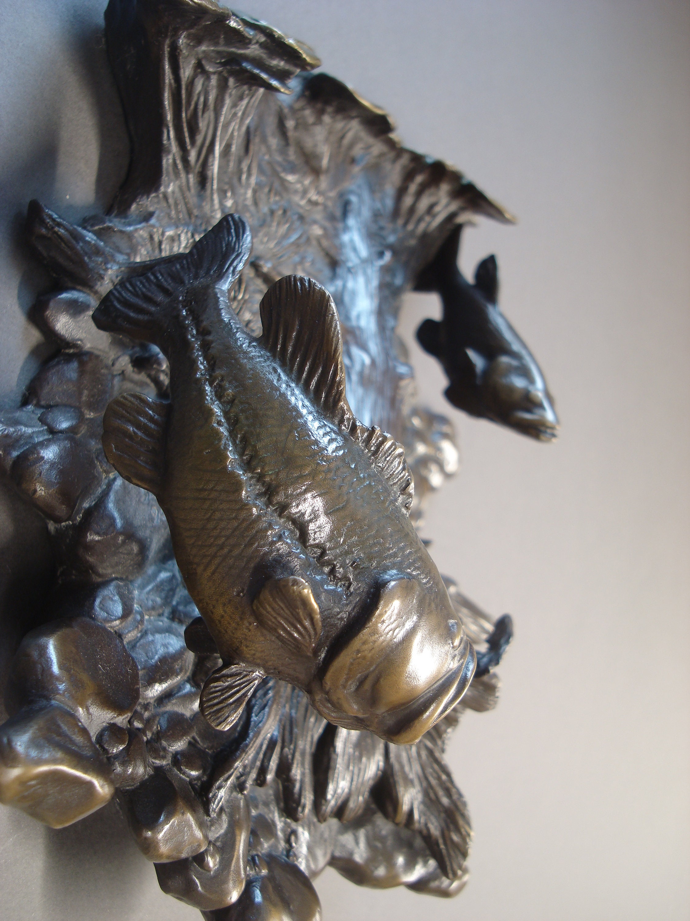 Bass Sculpture | Wall Mounted Bronze Fish Sculpture | Fisherman Art ...