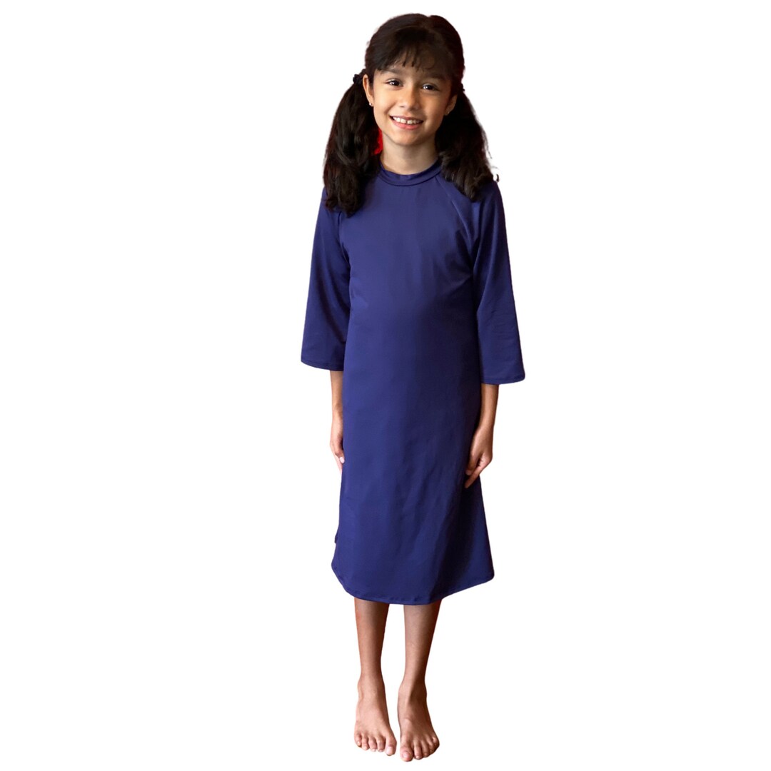 Navy Blue Girls Swim Dress Full Cover Sun Protection UV 50+ Modest ...