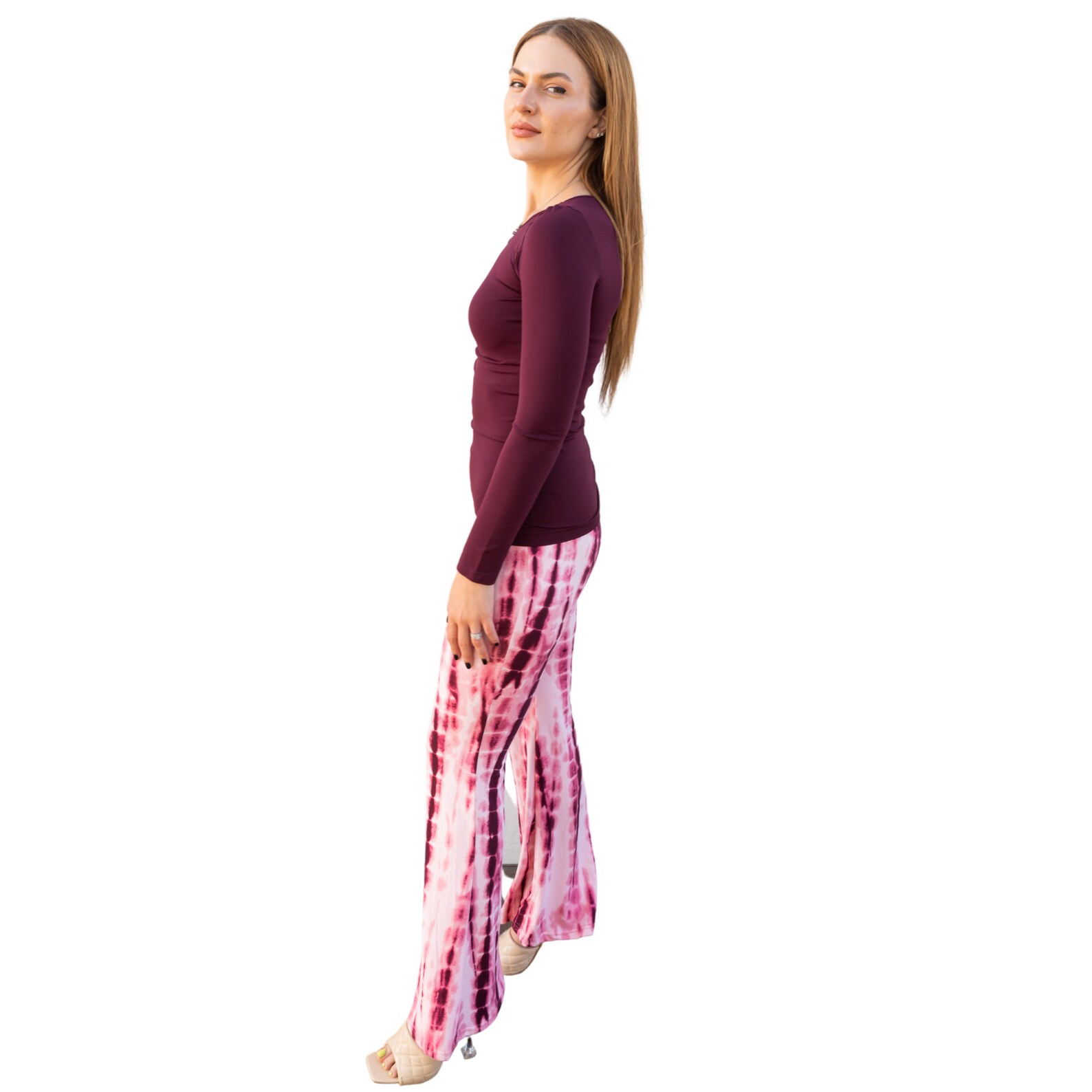 Wide Leg Boot Cut Super Soft Pants. Wine Tie Dye. Flair Pants. - Etsy