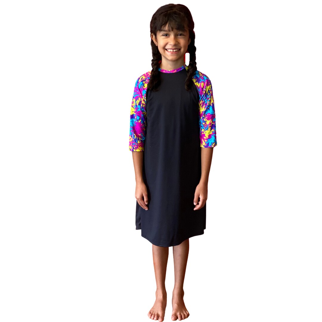 Girls Swim Dress Full Cover Sun Protection UV 50+ Modest Swimwear ...