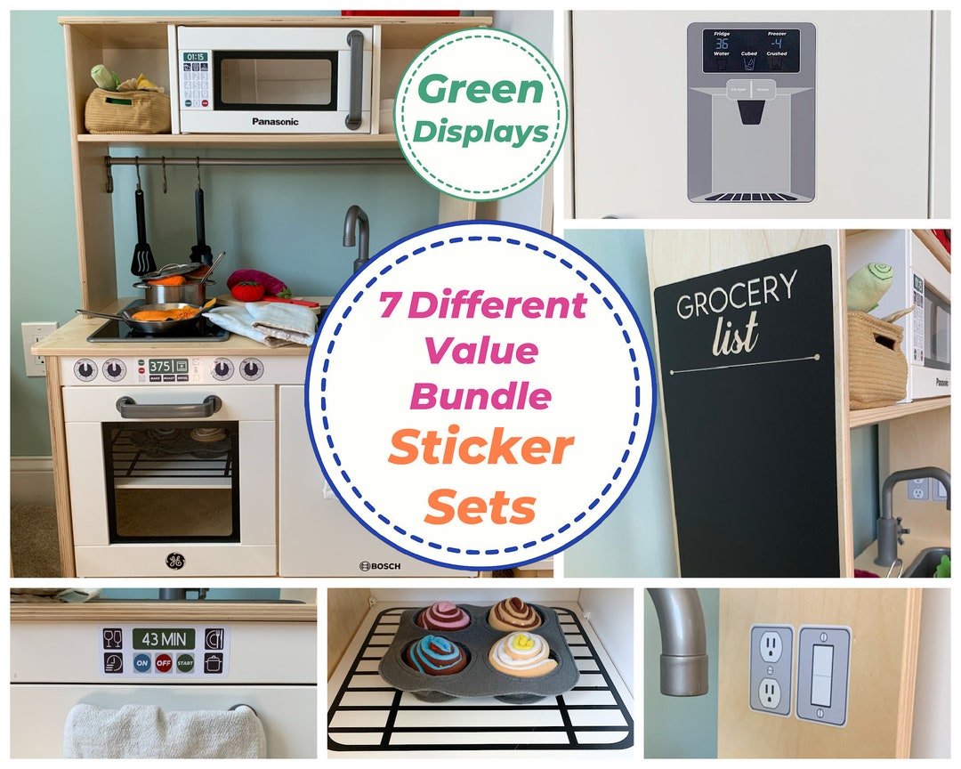 Play Kitchen Stickers Decal Set, Bundle Value, Fits on Ikea Duktig ...