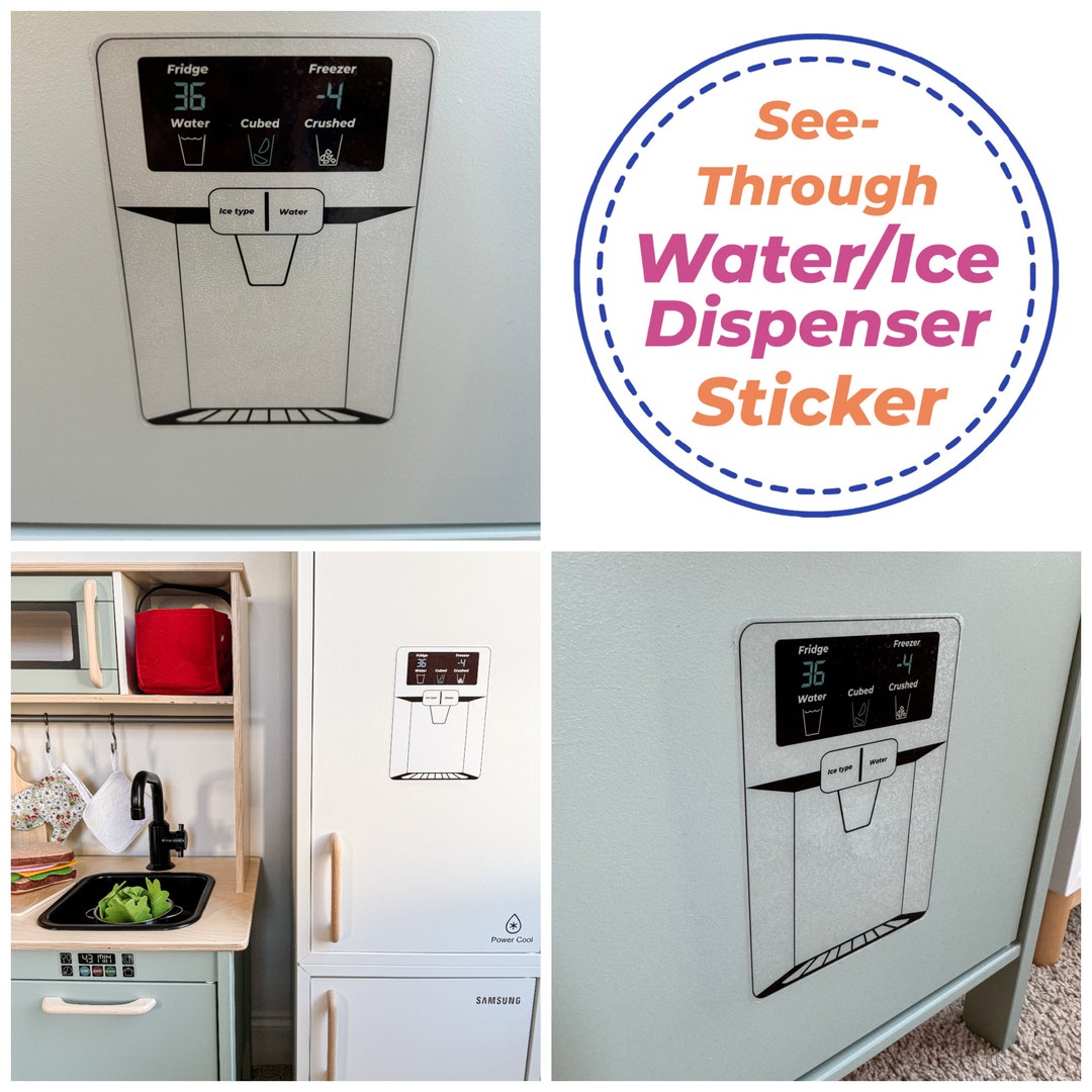 See Trough Play Kitchen Sticker Decal, Fridge Water/ice Dispenser Play ...