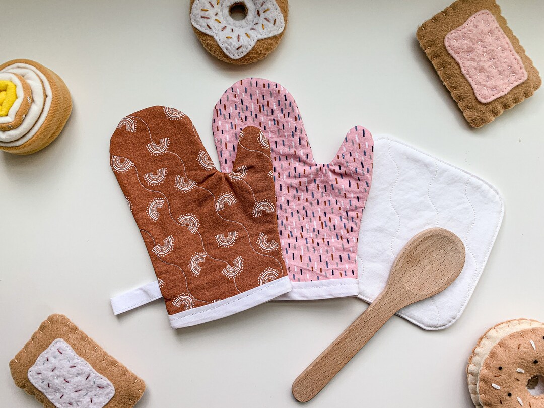 Rainbow or Pink, Kids Oven Mitt, Play Kitchen Accessories, Play Oven ...