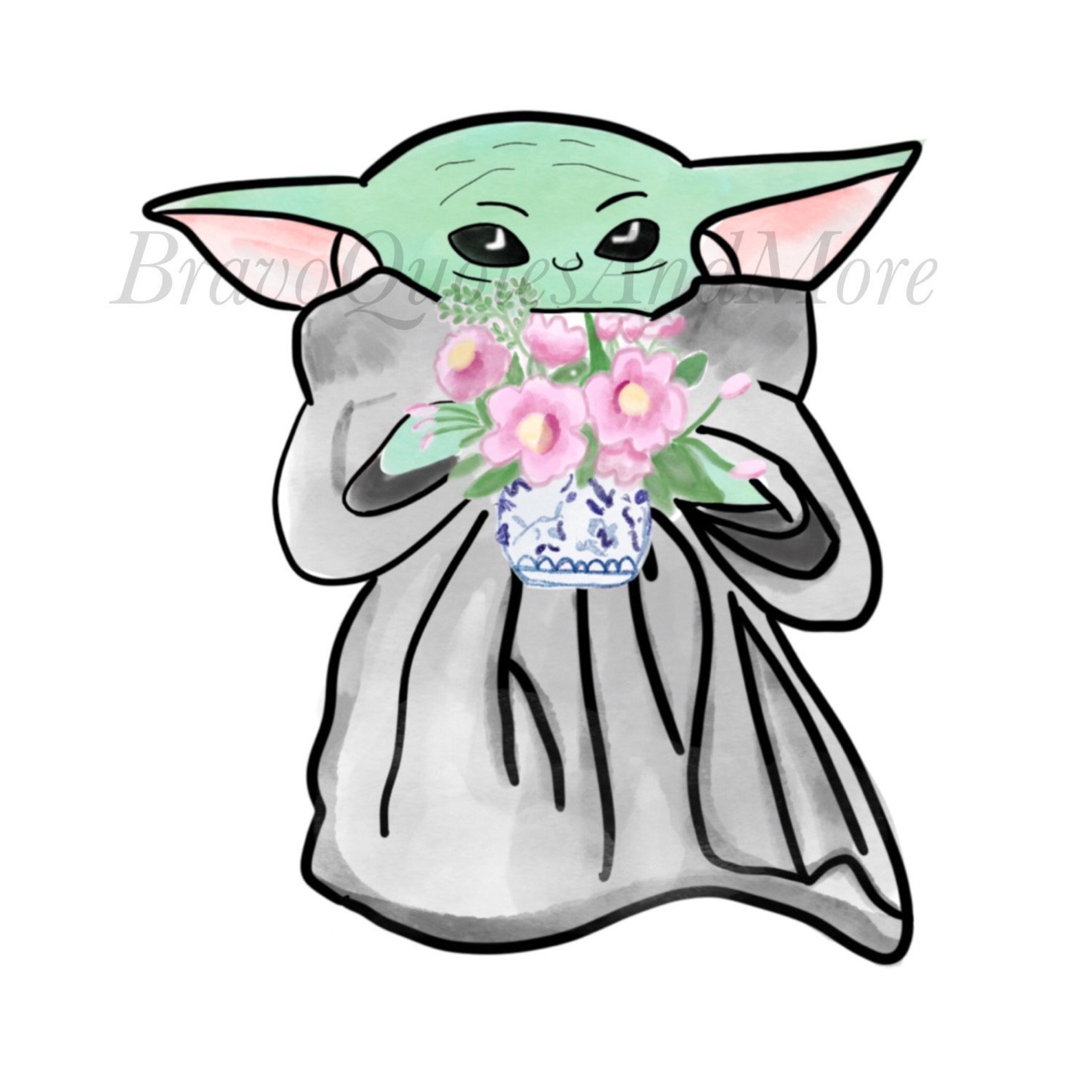 Baby Yoda Holding Ginger Jar Preppy Digital Download Print - Etsy