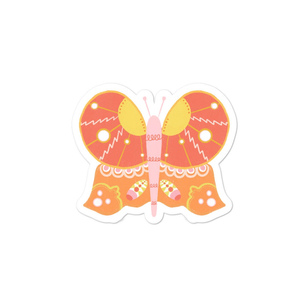 Orange Butterfly Sticker - Hand Drawn - Etsy