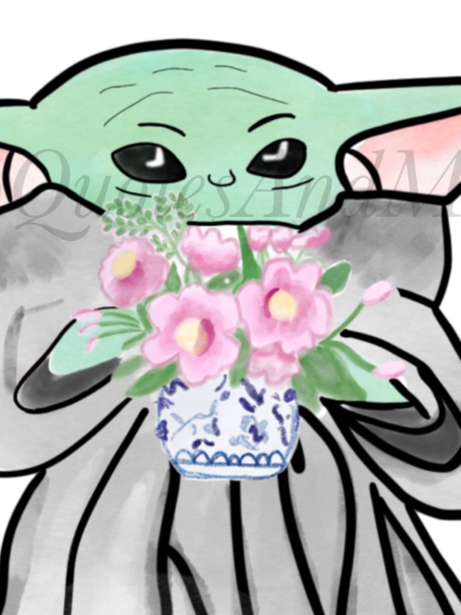 Baby Yoda Holding Ginger Jar Preppy Digital Download Print - Etsy