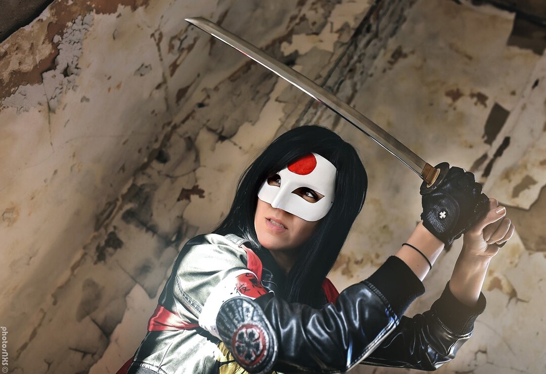 Leather Samurai Girl Mask, Japanese Flag, Masquerade Mask, Carnival ...