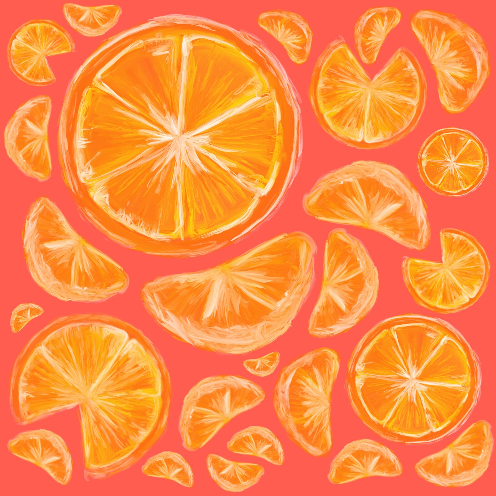 Orange Slices Pattern Digital Art Print Illustration - Etsy