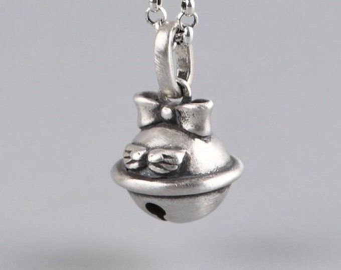 2 Sterling Silver Cat Collar Style Bell Charms, Cat Head Bell, Good ...