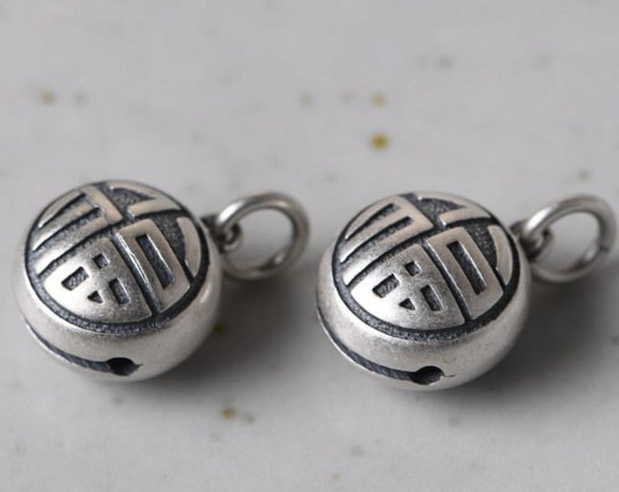 2 Sterling Silver Cat Collar Style Bell Charms, Cat Head Bell, Good ...