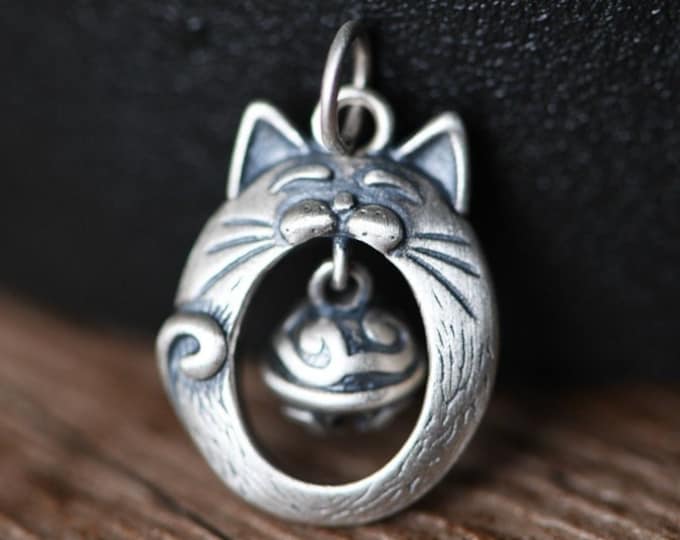 2 Sterling Silver Cat Collar Style Bell Charms, Cat Head Bell, Good ...