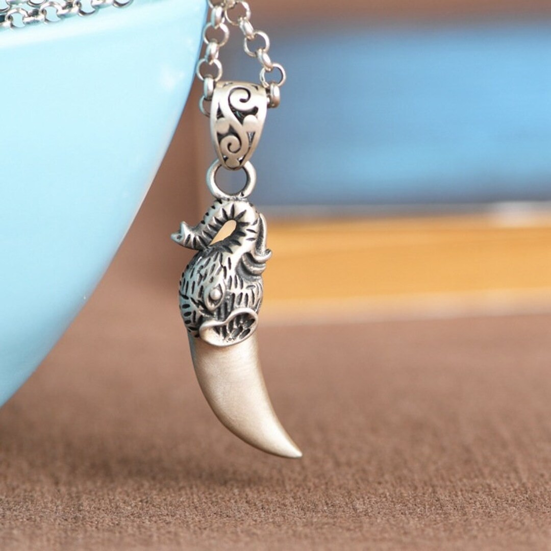 Sterling Silver Wolf Tooth Pendant,wolf Tooth Charm,wolf Tooth Jewelry ...