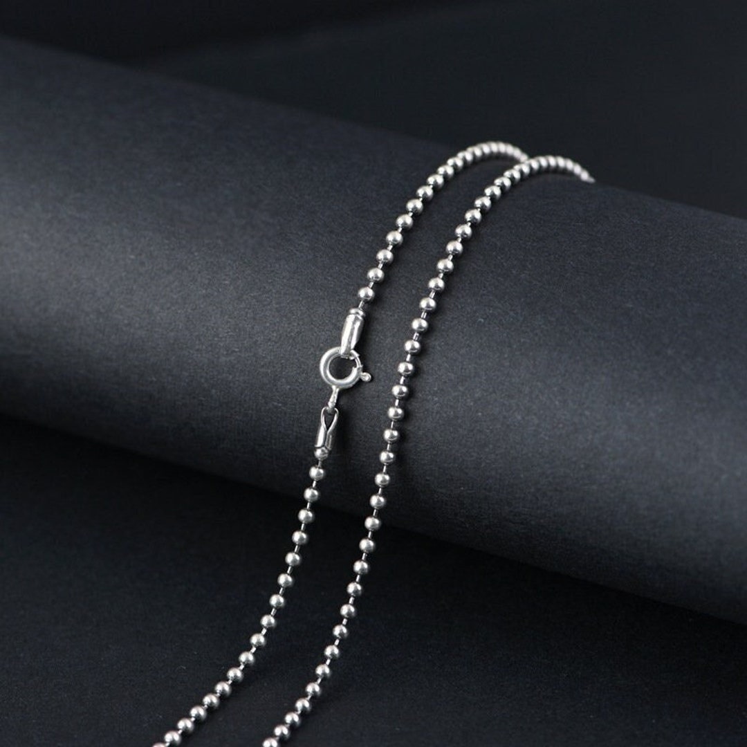 Sterling Silver Ball Chain 2mm, Length 16-32inch, Round Bead Chain ...