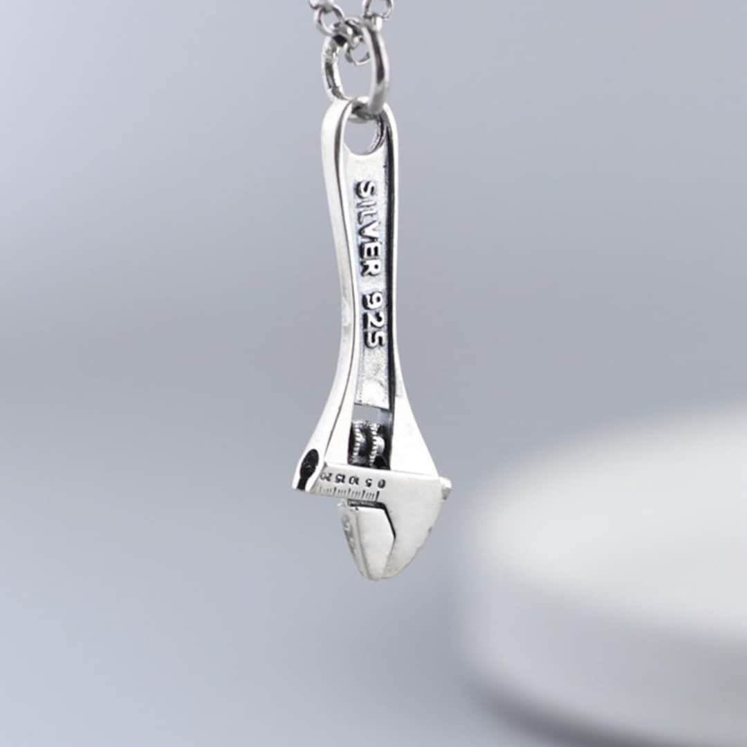 Sterling Silver Adjustable Wrench Charm, Wrench Pendant, Wrench Jewelry ...