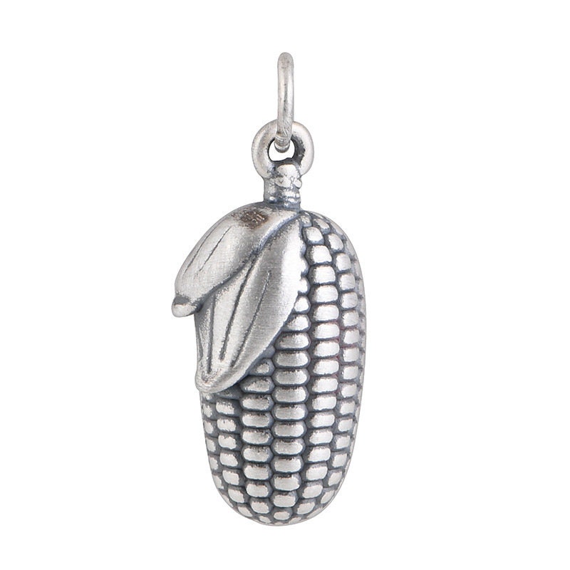 990 Sterling Silver Corn Necklace Pendant, Corn Jewelry, Food Charms ...