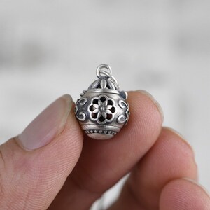 Sterling Silver Locket Pendant, Flower Locket Charm, Memory Locket ...