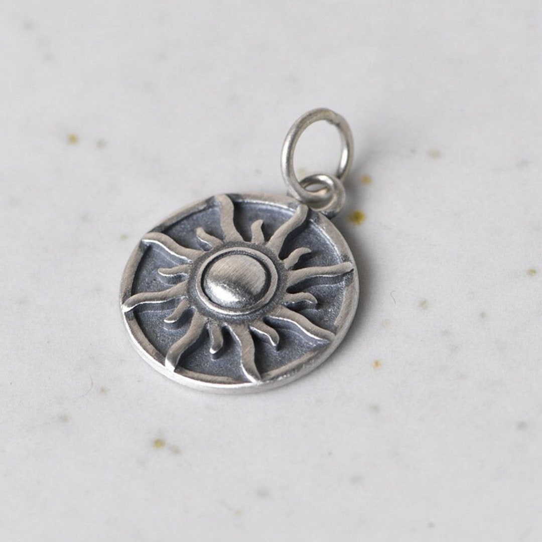 Sterling Silver Sun Pendant Charm, Sun Medallion Pendant, Sun Jewelry ...