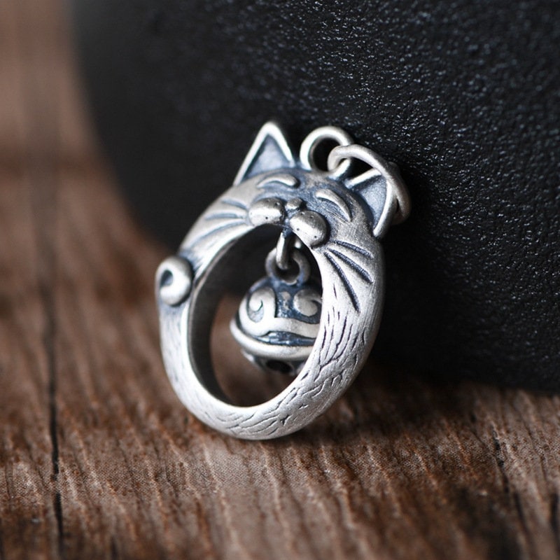 Sterling Silver Cat Bell Pendant Charm Silver Small Bell - Etsy