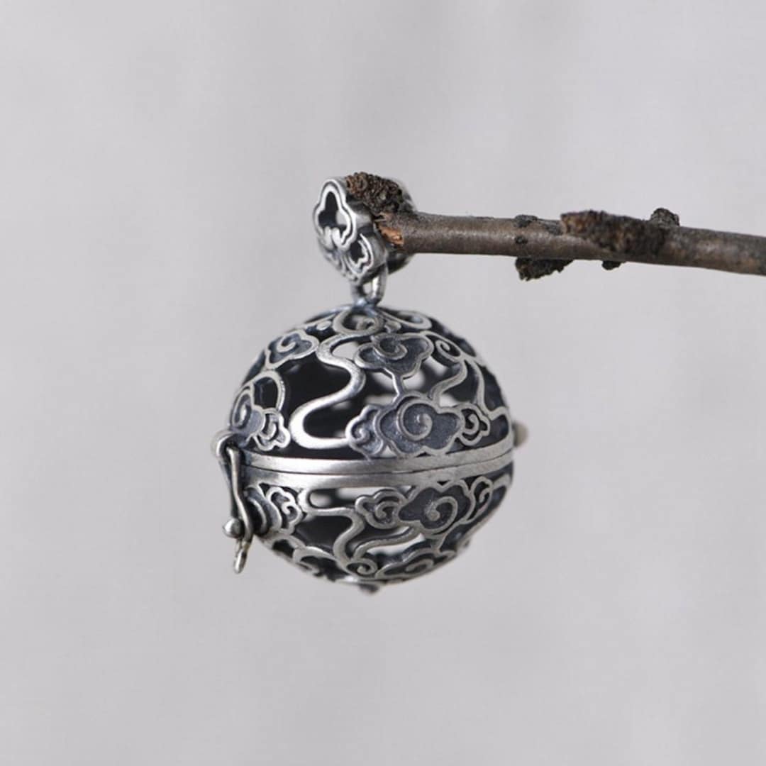 Sterling Silver Ball Locket Charm Pendant, Diffuser Locket, Prayer Box ...