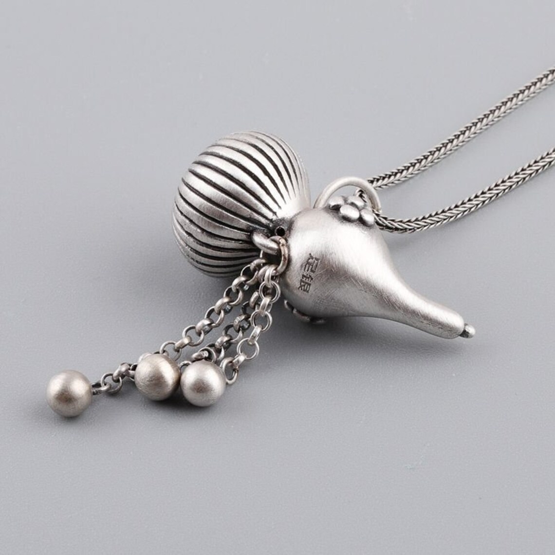 990 Sterling Silver Gourd Necklace Pendant, Gourd Tassel Charm, Gourd ...
