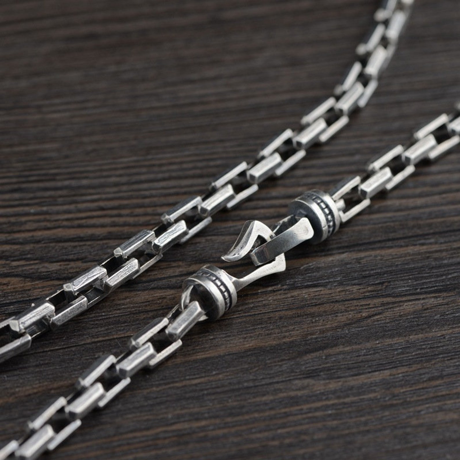 Sterling Silver Chunky Chain Necklace 7mm, Punk Necklace Chain, Link ...