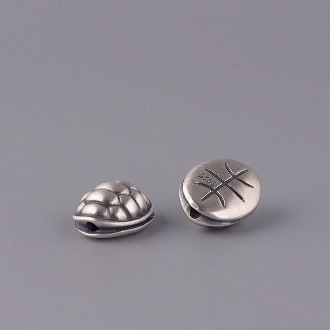 Sterling Silver Turtle Shell Necklace Pendant, Sea Animals Spacer Beads ...