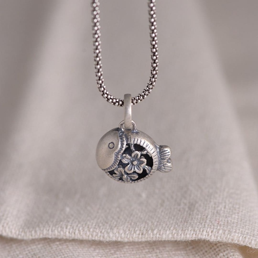Sterling Silver Fish Pendant Charm, Little Fish Charm, Hollow Fish ...