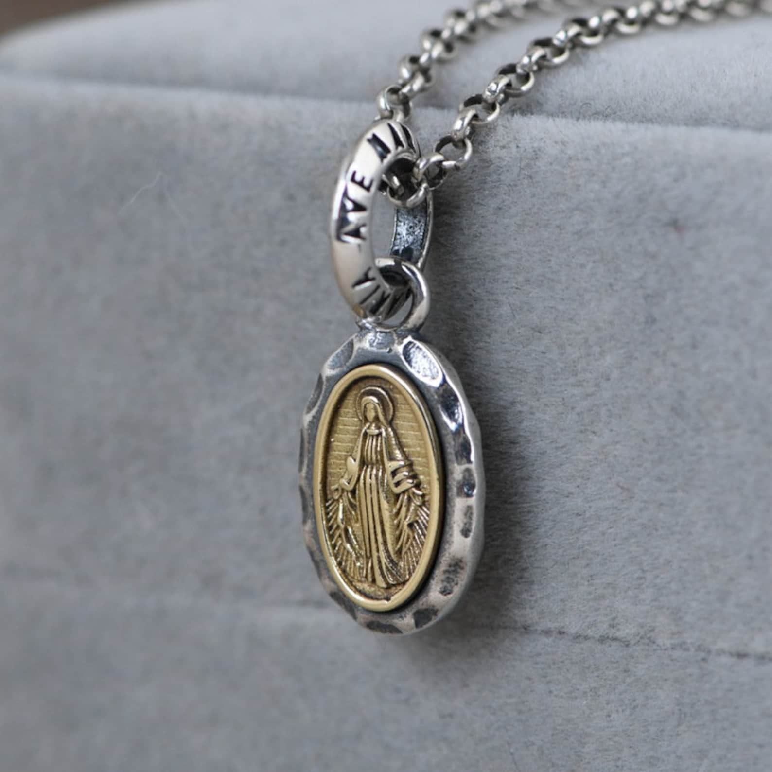 Sterling Silver Virgin Mary Necklace Pendant, Virgin Mary Pendant Charm ...