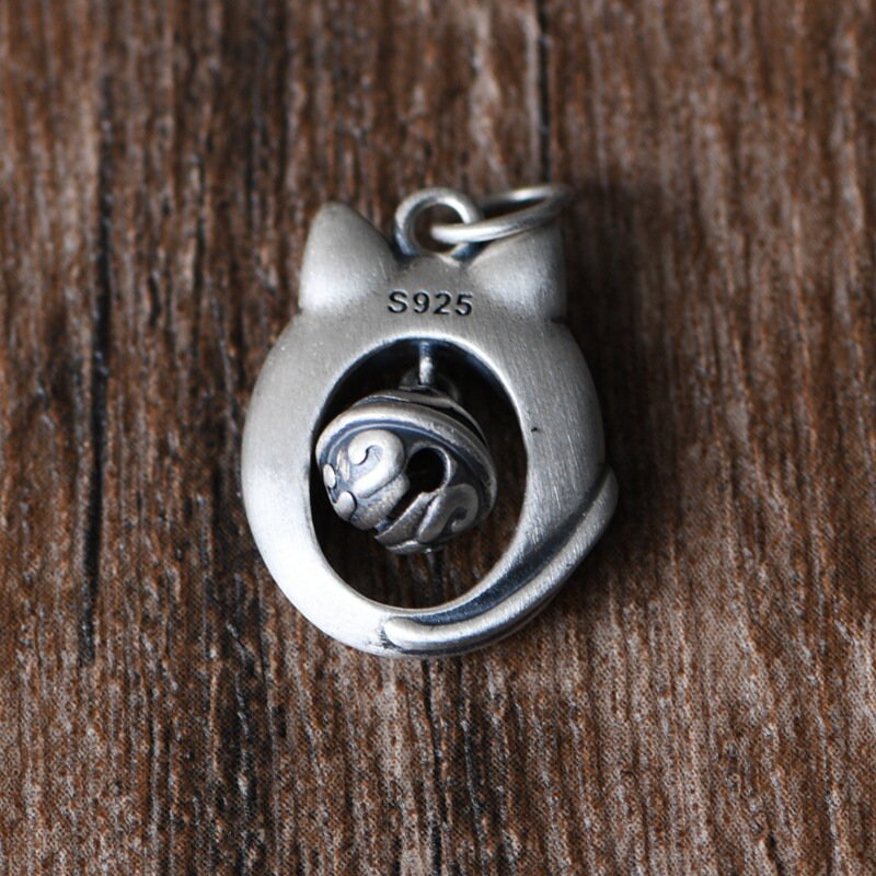 Sterling Silver Cat Bell Pendant Charm Silver Small Bell - Etsy