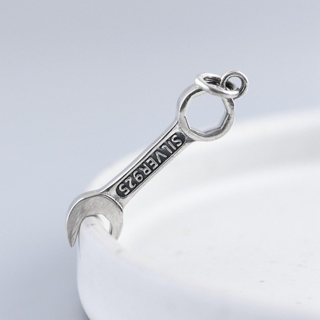 Sterling Silver Wrench Charm,wrench Pendant,spanner Charm,spanner ...