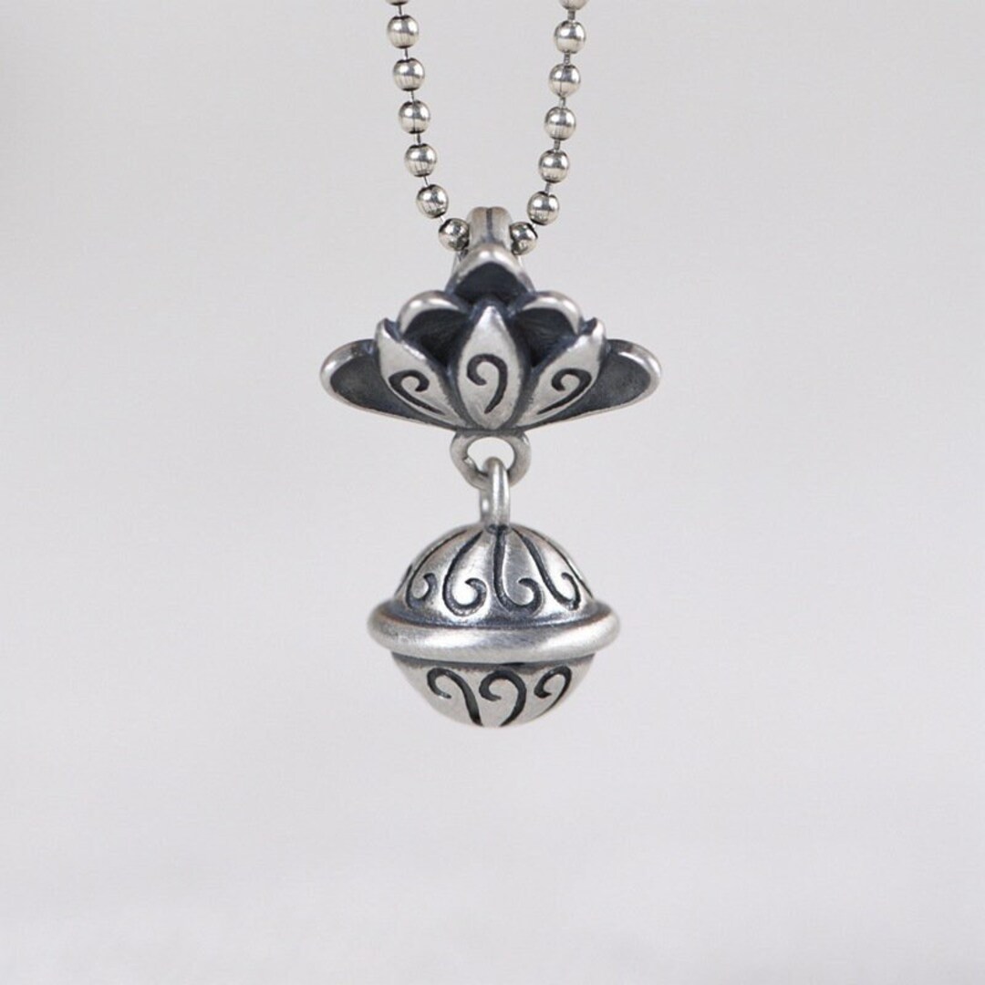 Sterling Silver Bell Pendant, Silver Bell Charm, Flower Bell Pendant ...