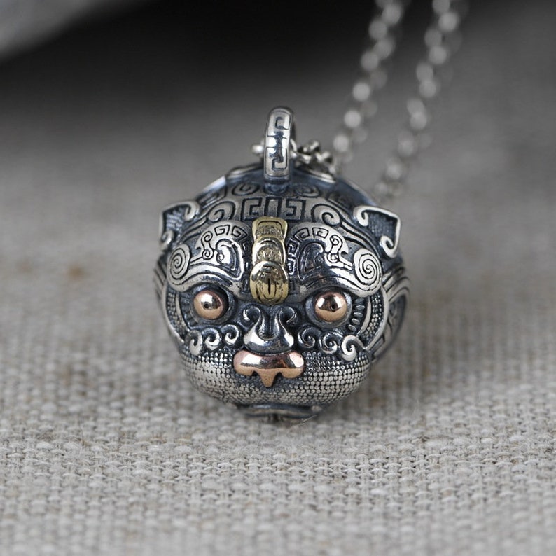 Sterling Silver Bell Pendant Pixiu Bell Pendant Silver Pixiu - Etsy