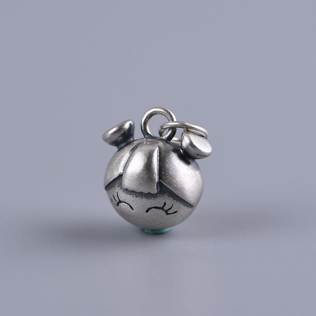 Sterling Silver Kawaii Doll Pendant Charm, Cartoon Doll Charm, Japanese ...
