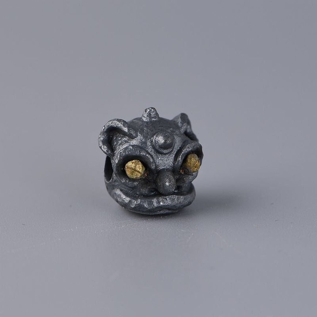 Sterling Silver Lion Dance Bead, Chinese Lion Head Bead, Silver Animal ...