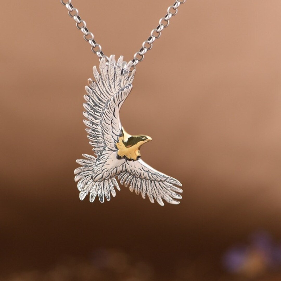 Sterling Silver Eagle Necklace Pendant, Eagle Charm Jewelry, American ...