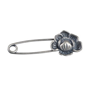 Sterling Silver Peony Flower Safety Pin Charms Pendant,safety Pin ...