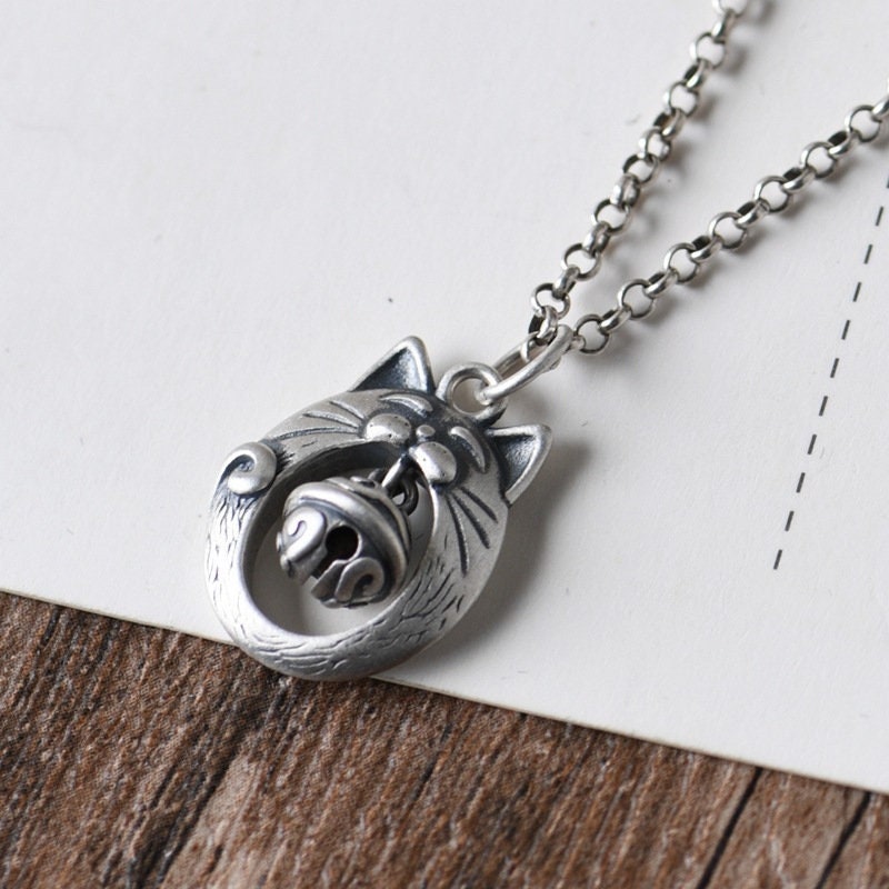 Sterling Silver Cat Bell Pendant Charm Silver Small Bell - Etsy