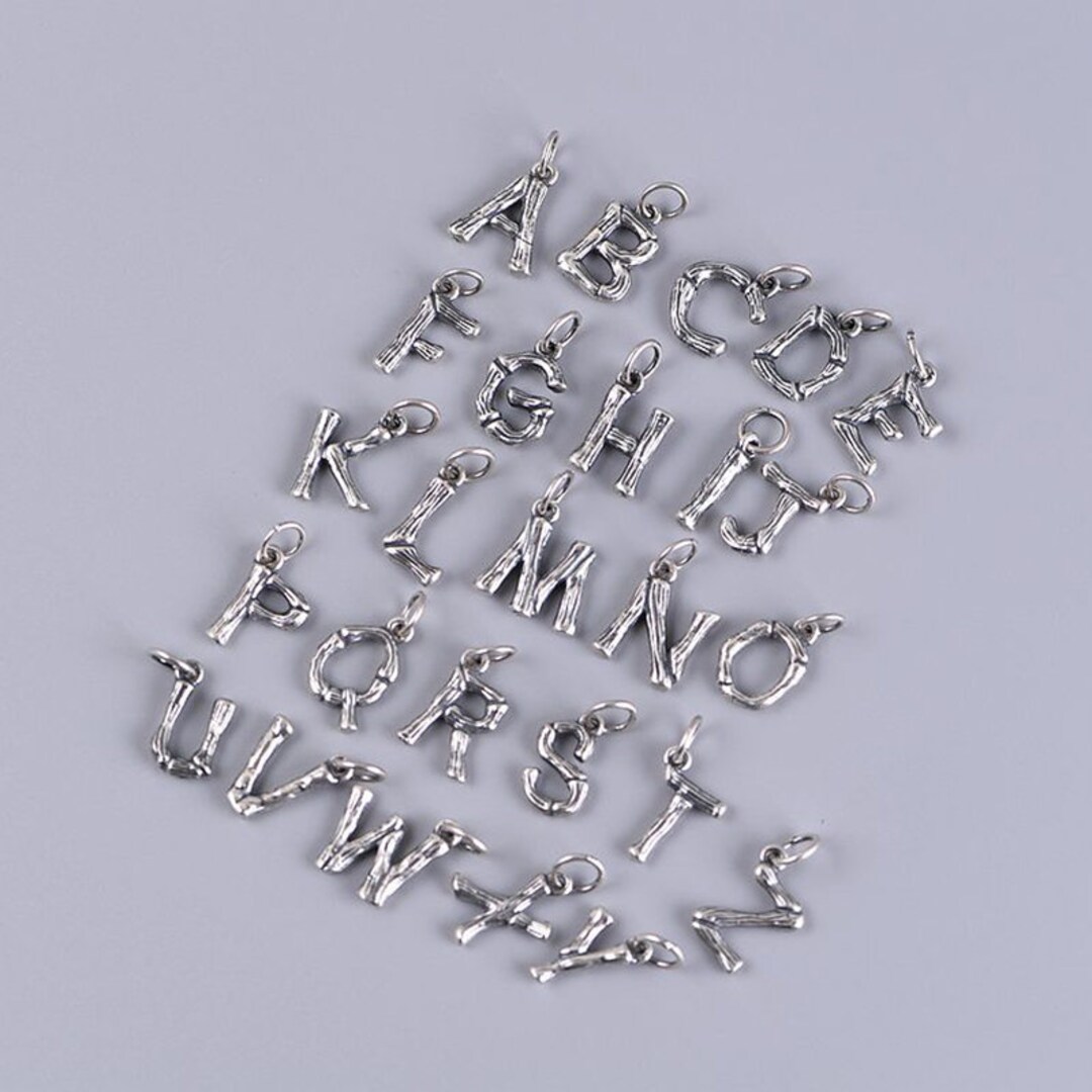 Sterling Silver Block Letter Charm Pendant, Silver Initial Alphabet ...