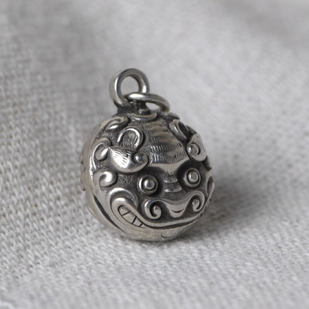 Sterling Silver Pixiu Charm,silver Pixiu Pendant,silver Bell Charm ...