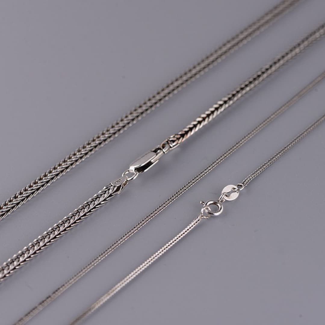 Sterling Silver Foxtail Chain 1mm 2.5mm, Length 40cm-80cm, Pendant ...