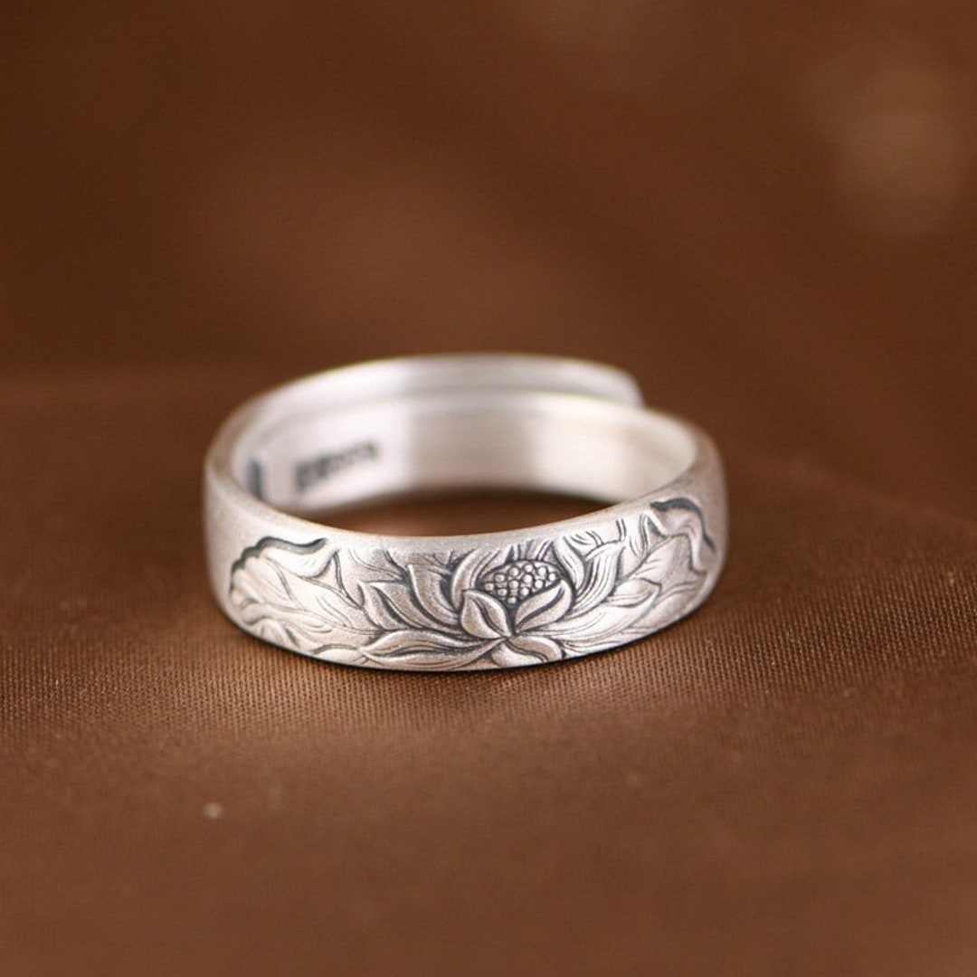 999 Sterling Silver Lotus Ring Silver Lotus Jewelry Lotus - Etsy