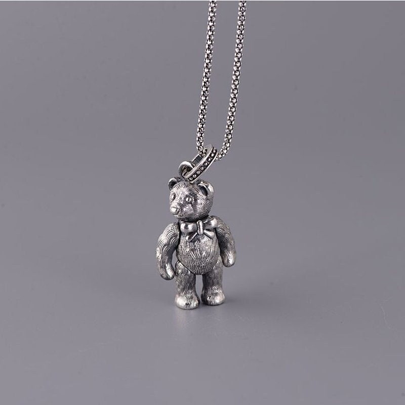 Sterling Silver Moving Teddy Bear Charm Pendant 39mm*19mm - Etsy
