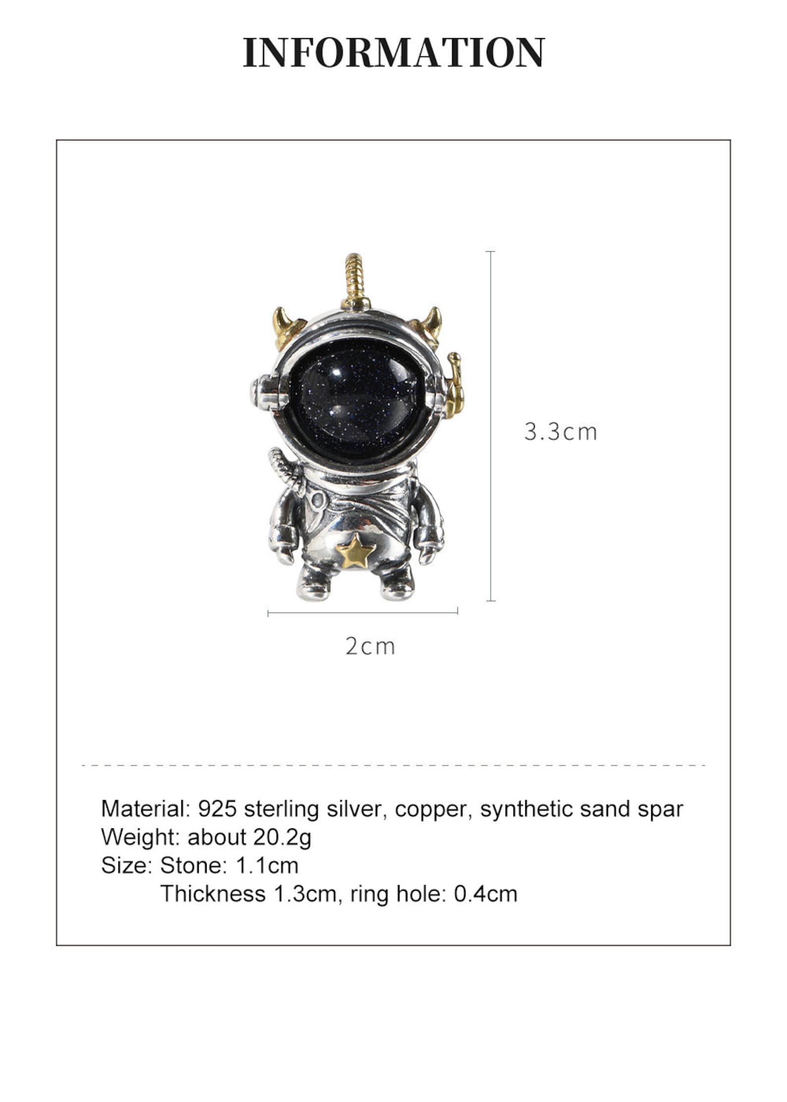 Sterling Silver Spaceman Pendant, Astronaut Necklace Pendant, Space ...