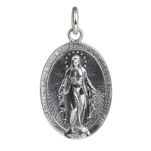 Sterling Silver Virgin Mary Pendant, Silver Oval Pendant, Religious ...